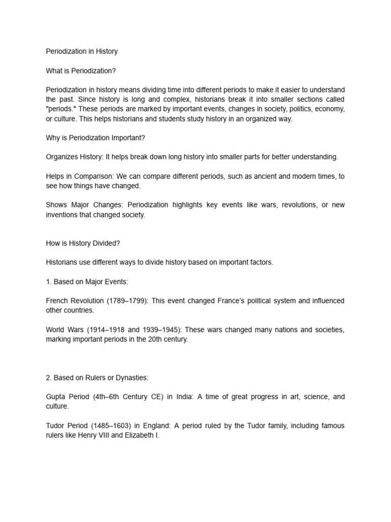 Understanding Periodization in History | PDF | Historian | Liberal Arts ...