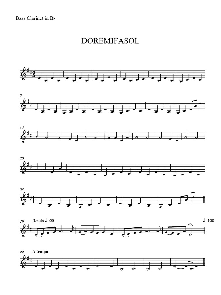 Doremifasol Bass Clarinet in BB | PDF