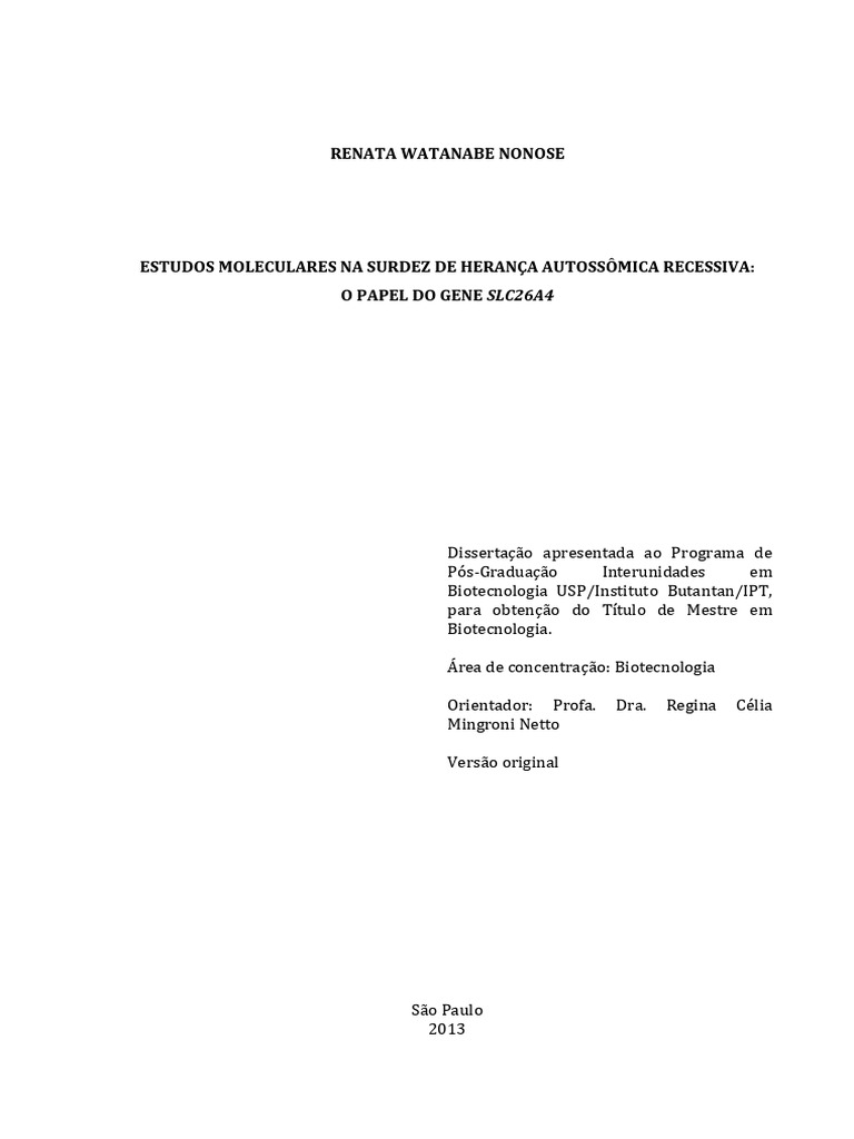 Estudos sobre o gene SLC26A4 e surdez | PDF | Orelha | Sistema vestibular