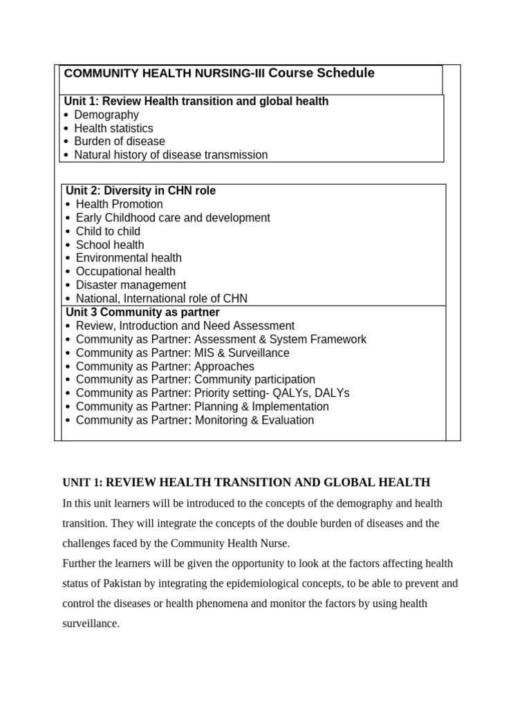 CHN COURSE OUTLINE FINAL PROF BSN | PDF | Global Health | Epidemiology