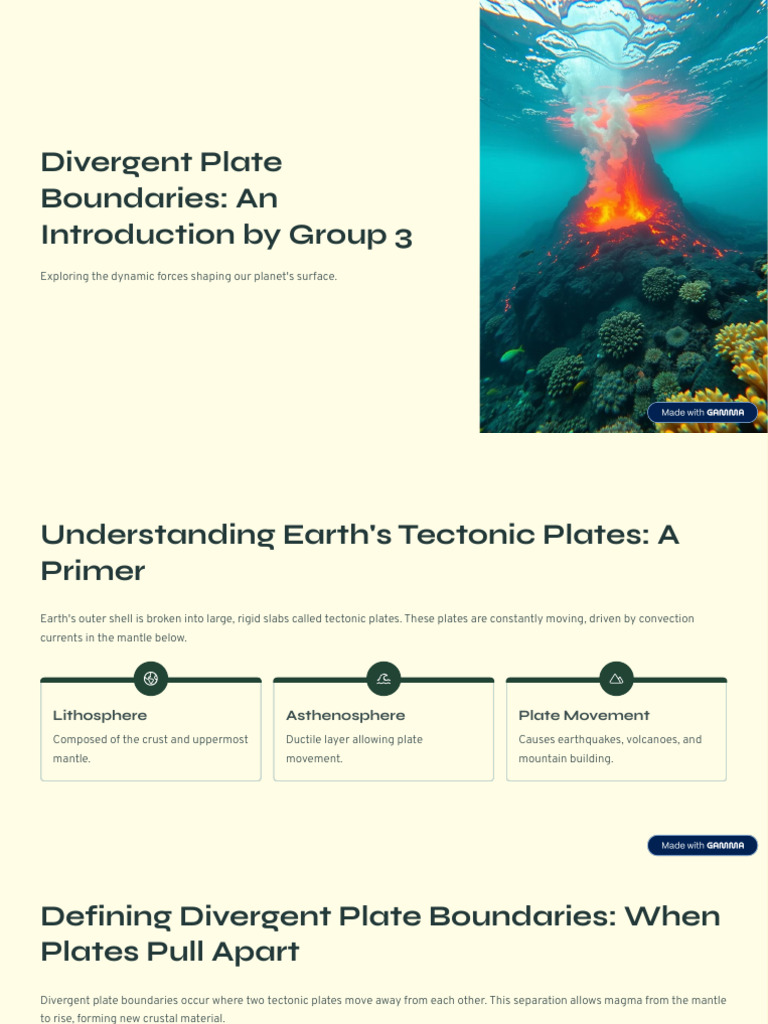 Divergent Plate Boundaries Explained | PDF | Plate Tectonics | Volcano