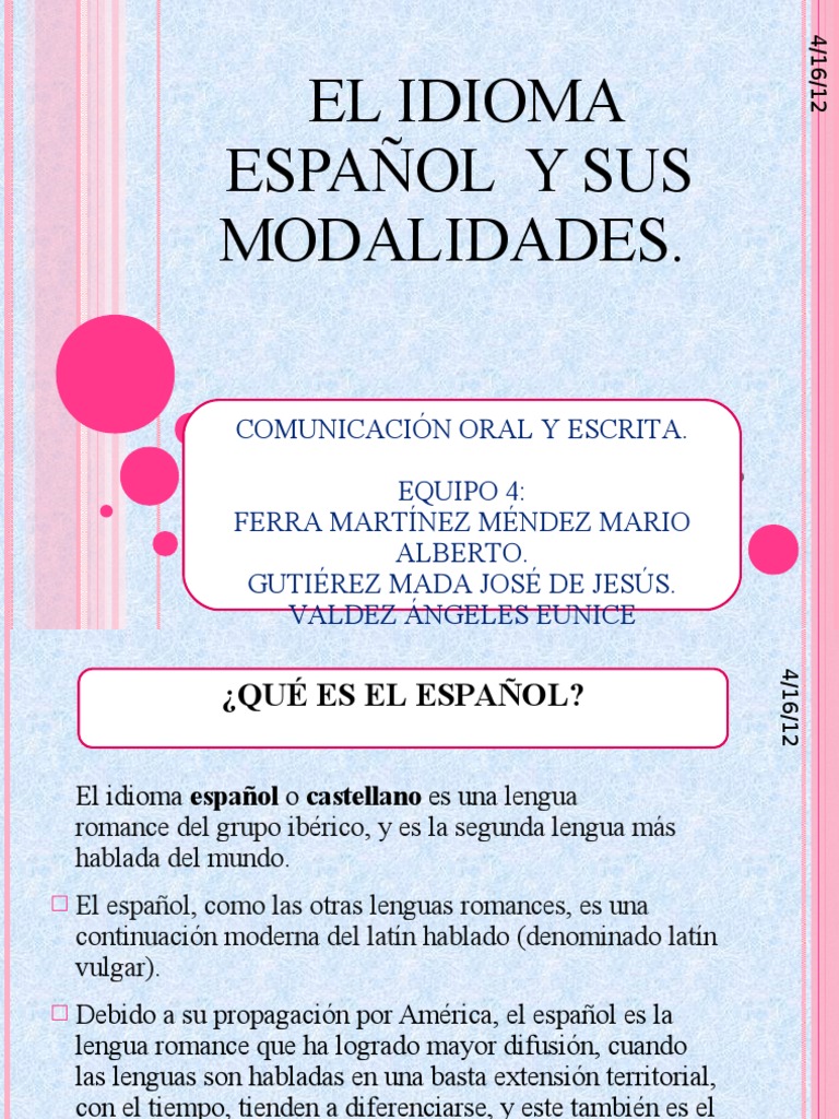 Modalidades del Español: Geografía e Historia | PDF | Lengua española ...