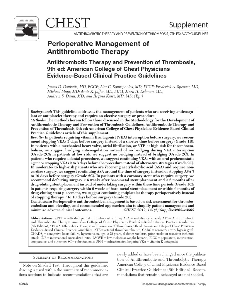 Perioperative Antithrombotic Guidelines | PDF | Stroke | Thrombosis