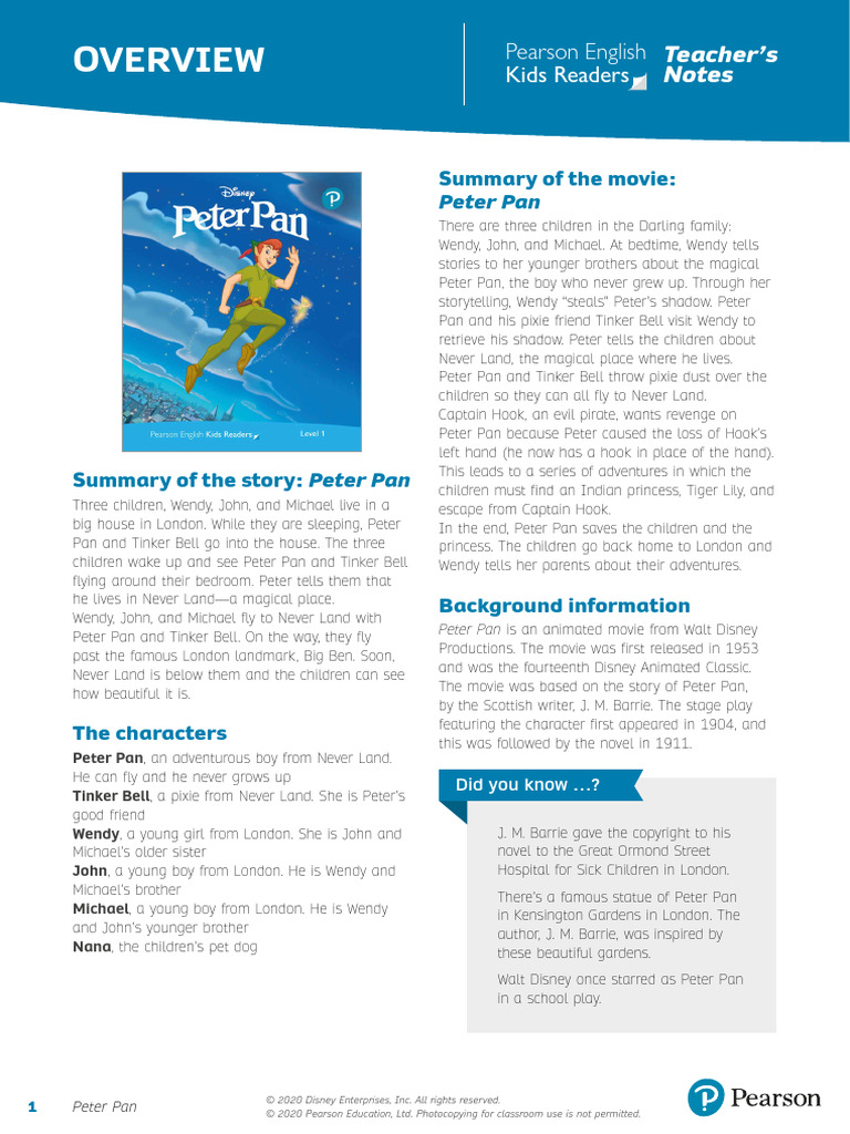 Peter Pan Movie Summary and Analysis | PDF | Peter Pan | Wendy Darling