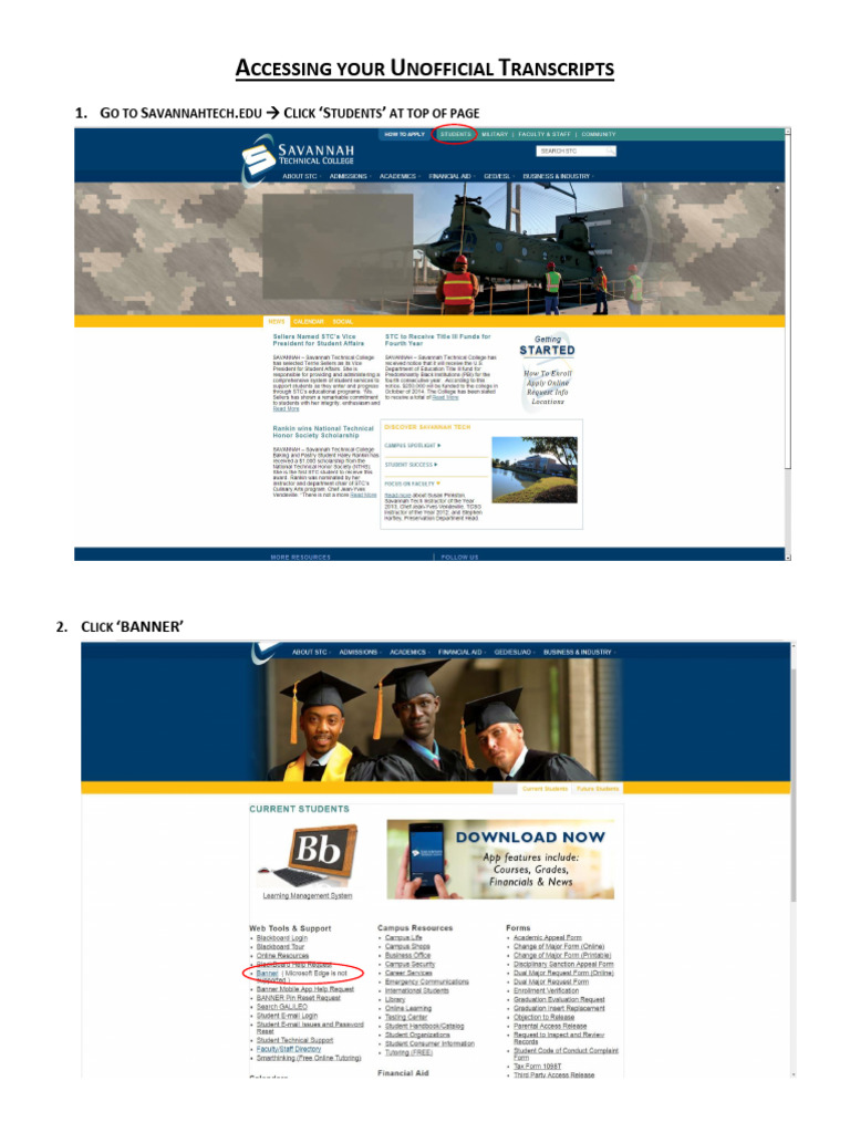 Accessing Transcripts Through Banner | PDF
