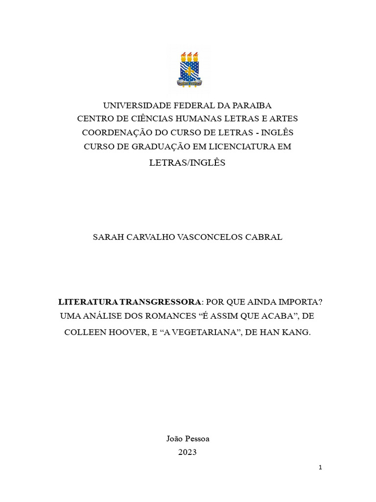 Tcc Sarah Cabral | PDF | Marquês de Sade | Iluminismo