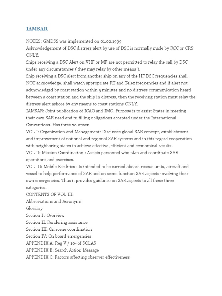 IAMSAR | PDF | Search And Rescue | Radio