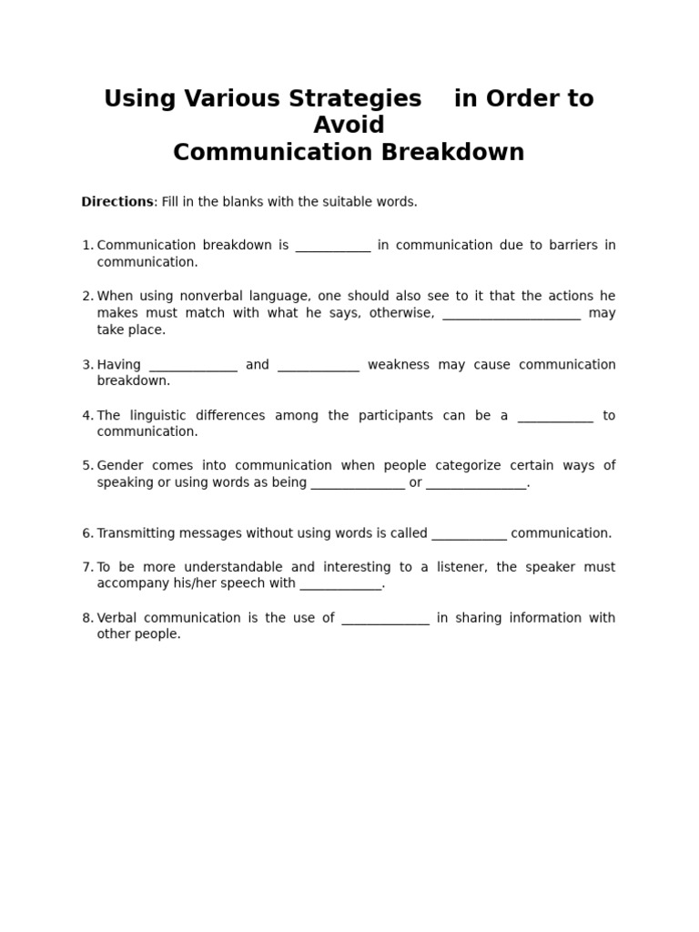 Strategies to Prevent Communication Breakdown | PDF