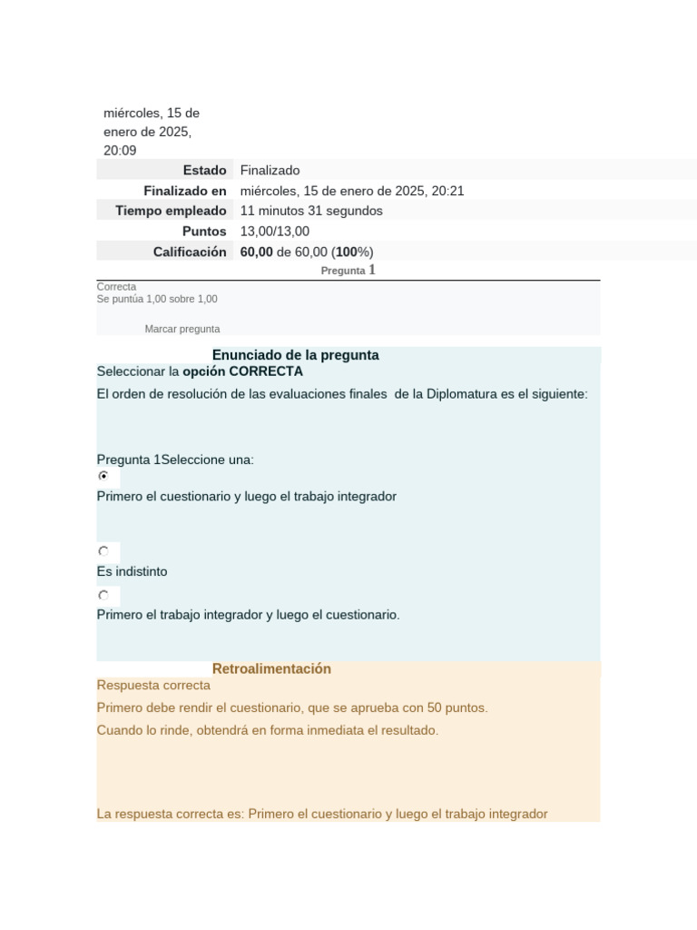 Examen Integrador Diplo | PDF | Cuestionario