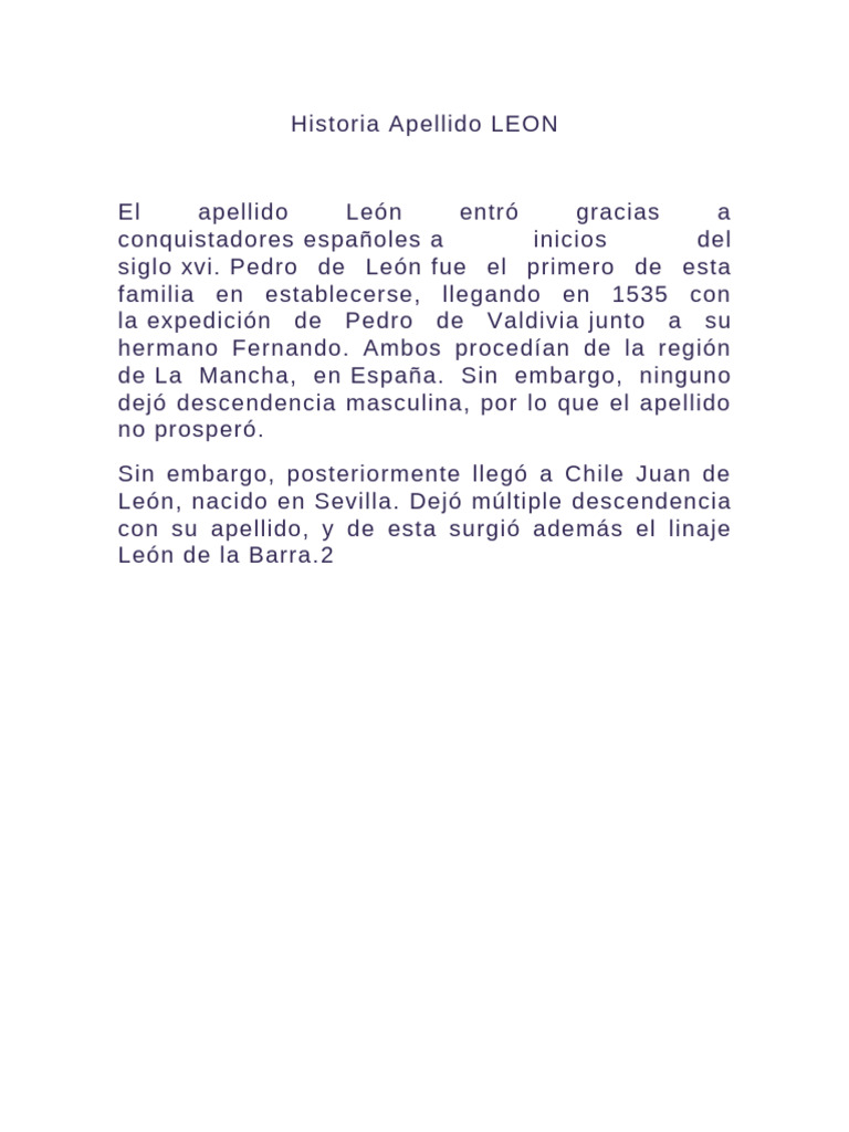 Historia Apellido LEON | PDF
