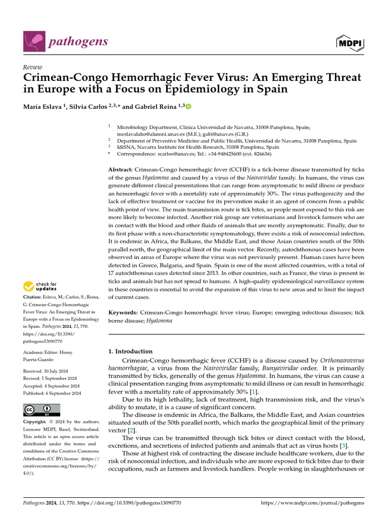 Crimean-Congo Hemorrhagic Fever Virus - An Emerging Threat in Europe ...