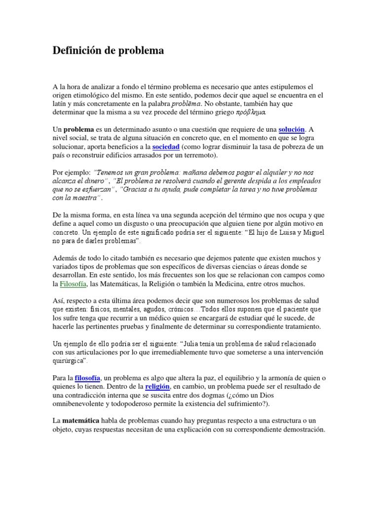 Definición de Problema | Descargar gratis PDF | Palabra | Enseñanza de ...