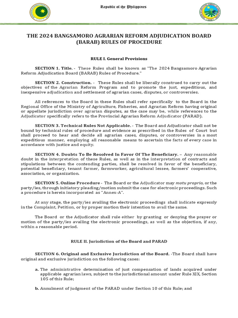 BARAB Rules of Procedure | PDF | Intervention (Law) | Complaint