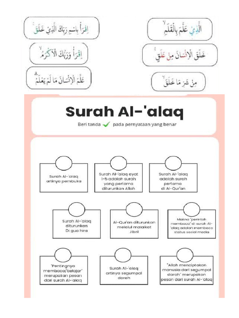 LKPD Surah Al Alaq Kelas 3 SD | PDF