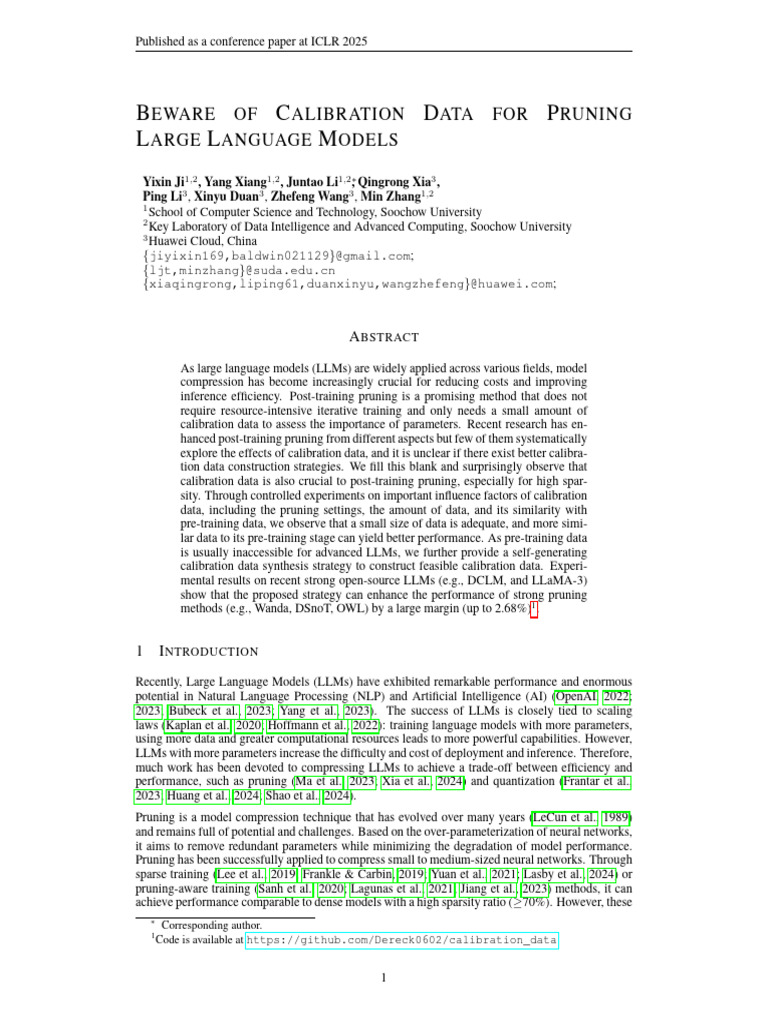 Calibration Data's Role in Pruning LLMs | PDF | Artificial Intelligence ...