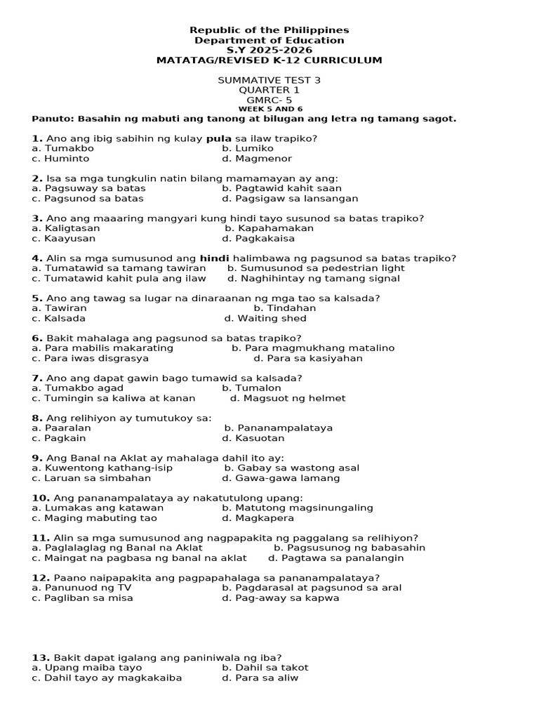 GMRC - 5 (Week 5-6) | PDF