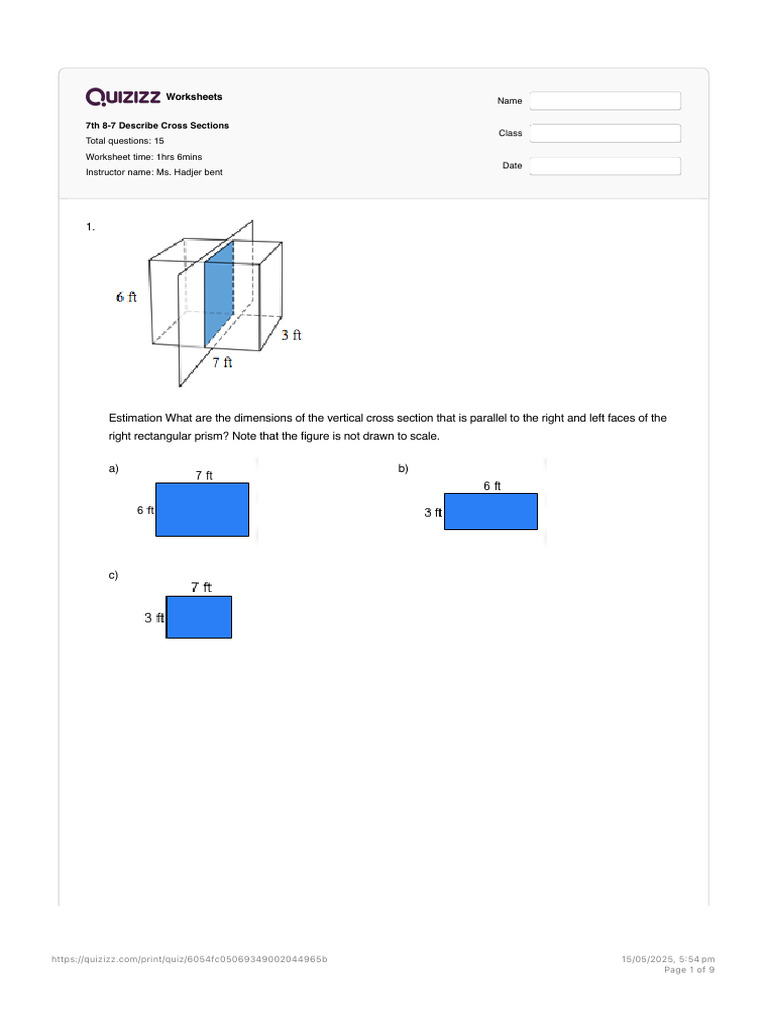 Cross Sections of Prisms and Pyramids | PDF | Triangle | Rectangle
