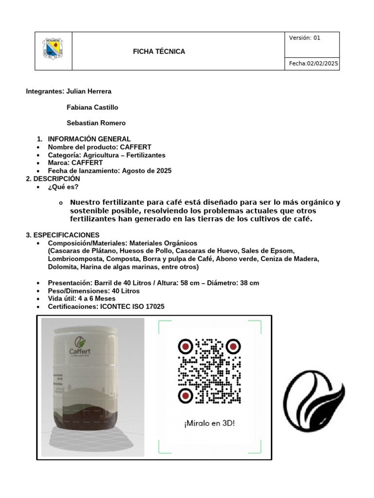 Ficha Técnica Versión 13 (2) | PDF