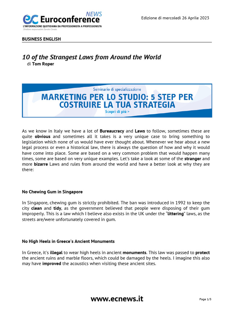 Bizarre Laws from Around the World | PDF