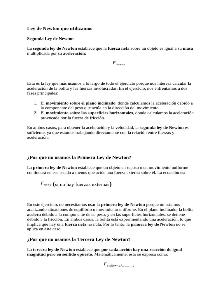 1 Ley de Newton Que Utilizamos | PDF | Fuerza | Fricción