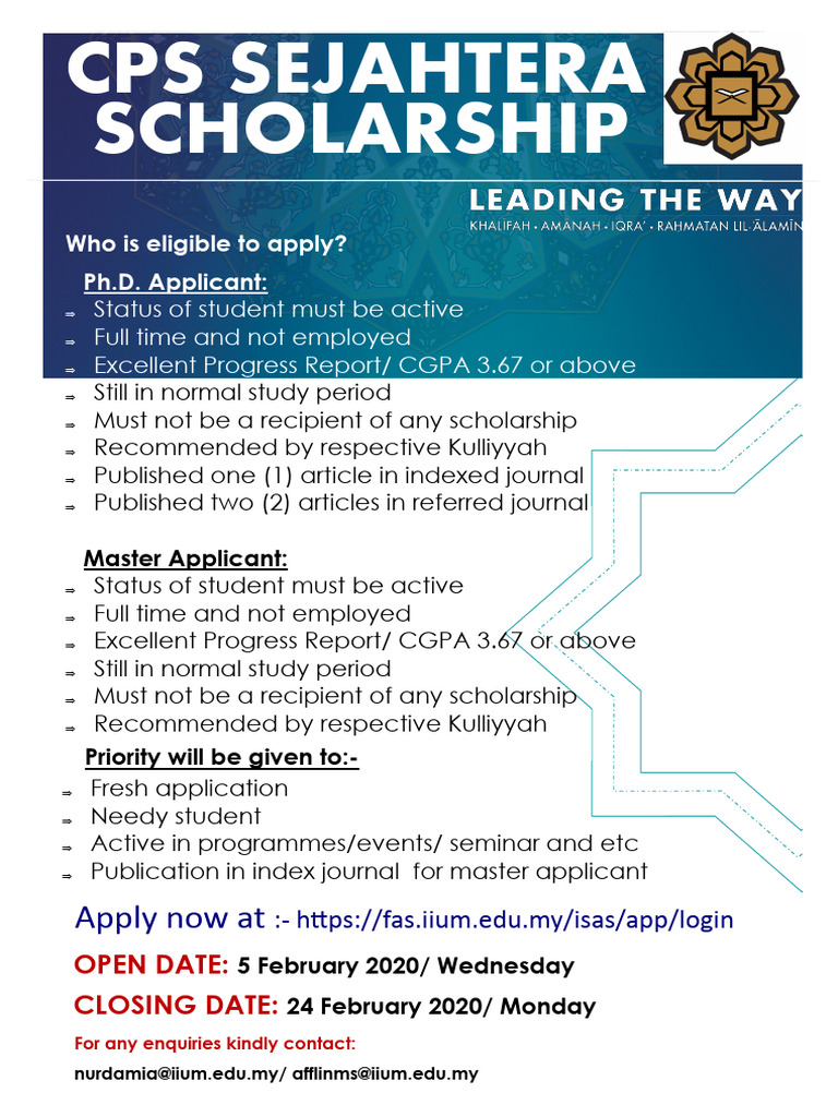 CPS Sejahtera Scholarship Eligibility Guide | PDF