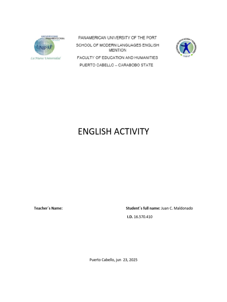 English Activity 1 | PDF