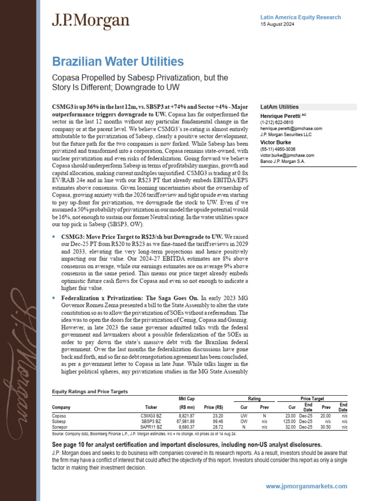 2024-08-15-CSMG3.SA-JPMorgan-Brazilian Water Utilities Copasa Propelled ...