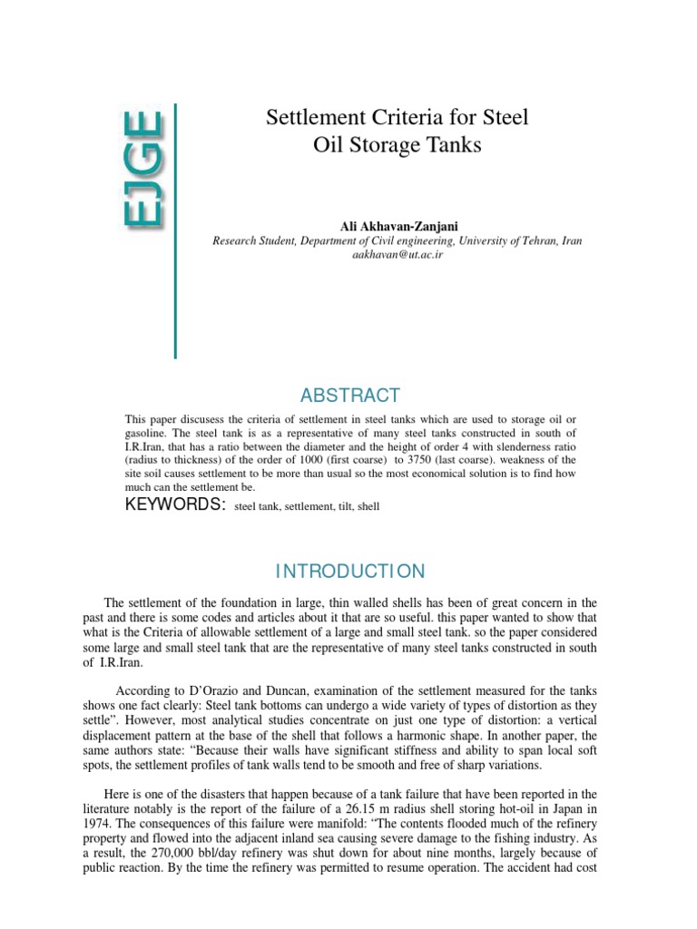 Steel Tank Design | PDF | Deformation (Mechanics) | Geotechnical ...
