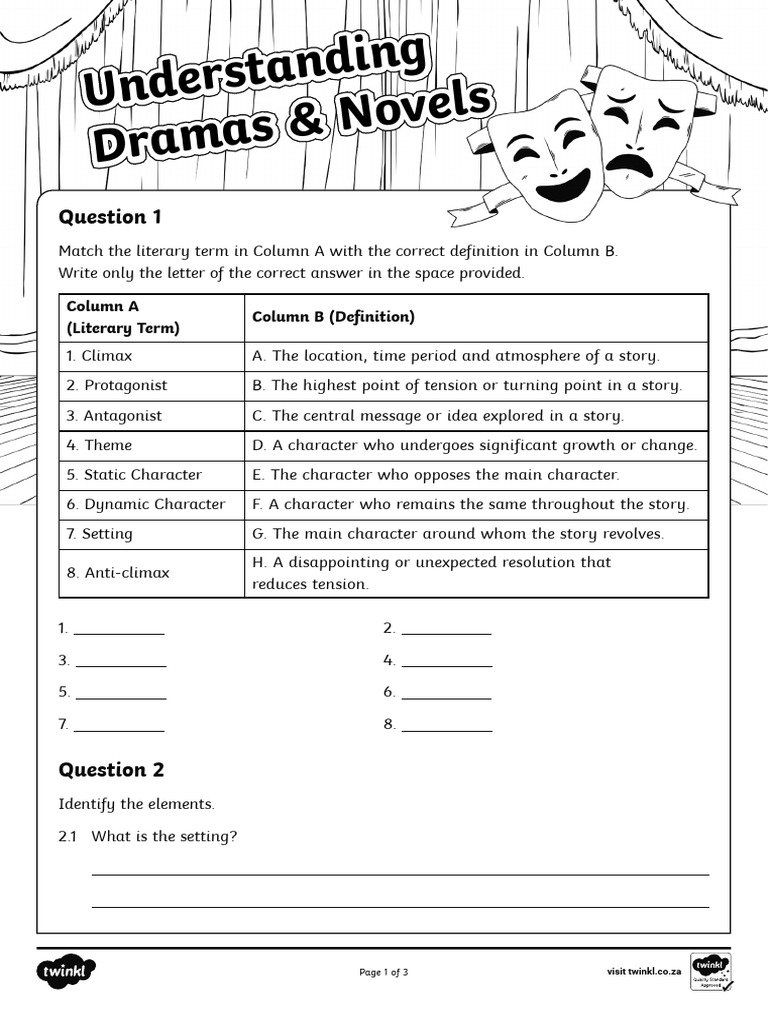 Za HL 1743425963 Understanding Dramas Novels Activity Sheet Ver 1 | PDF ...