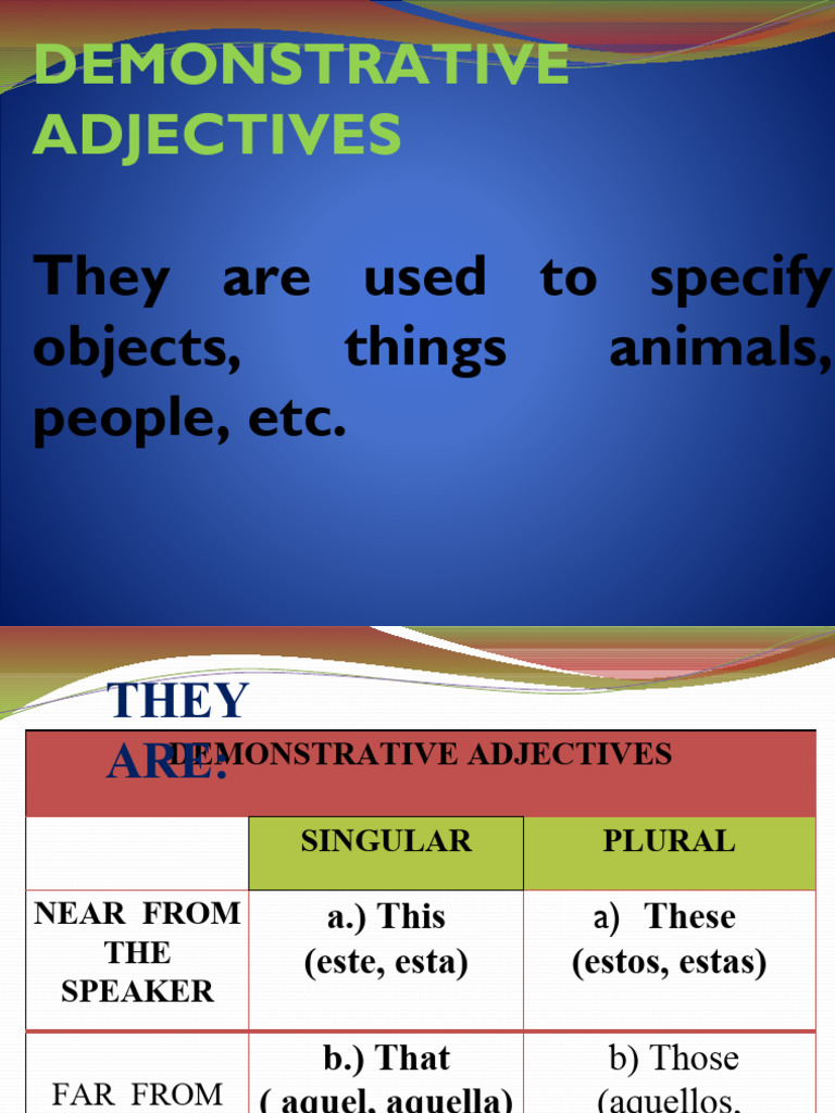 Demonstrative Adjetives | PDF | Linguistic Typology | Languages