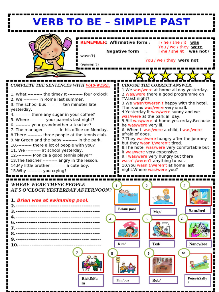 Verb To Be Simple Past Waswere Grammar Drills 141520 | PDF | Chess ...