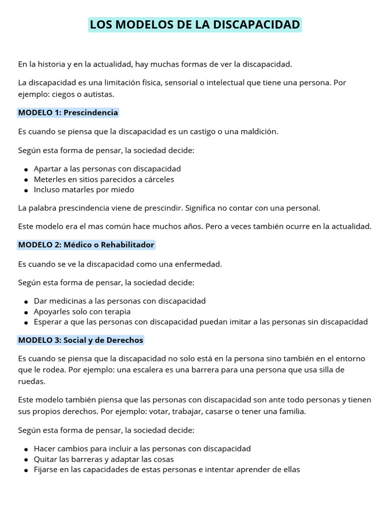 Modelos de Discapacidad y su Evolución | PDF | Invalidez | Plan de estudios