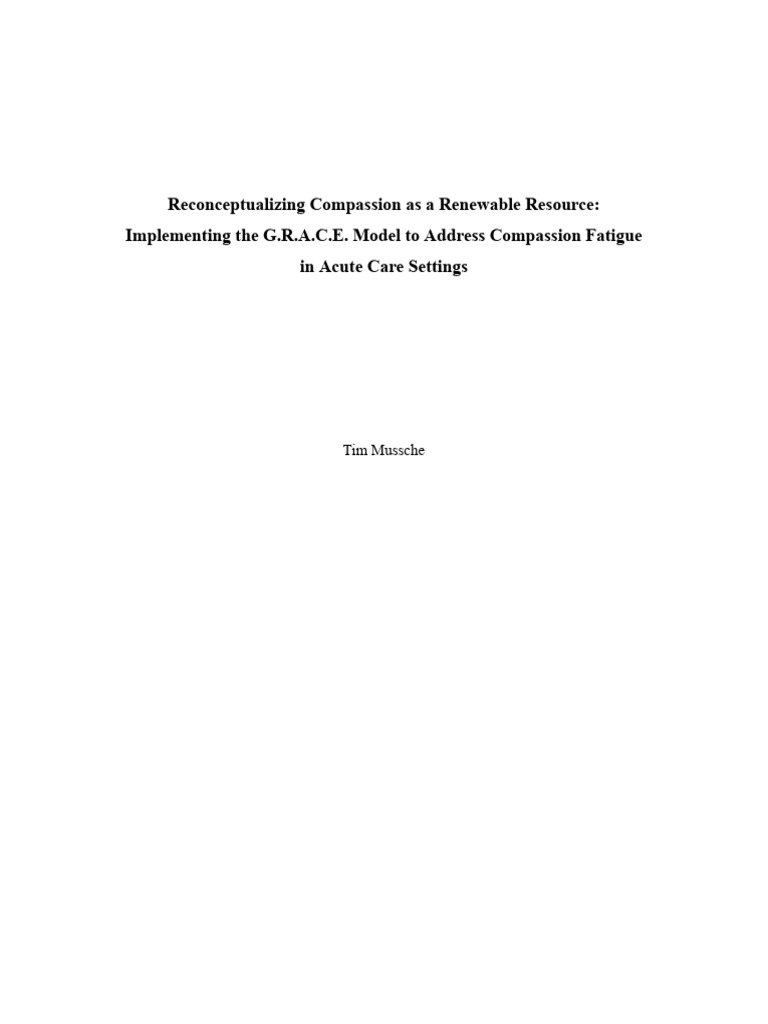 G.R.A.C.E. Model for Compassion Fatigue | PDF | Compassion ...