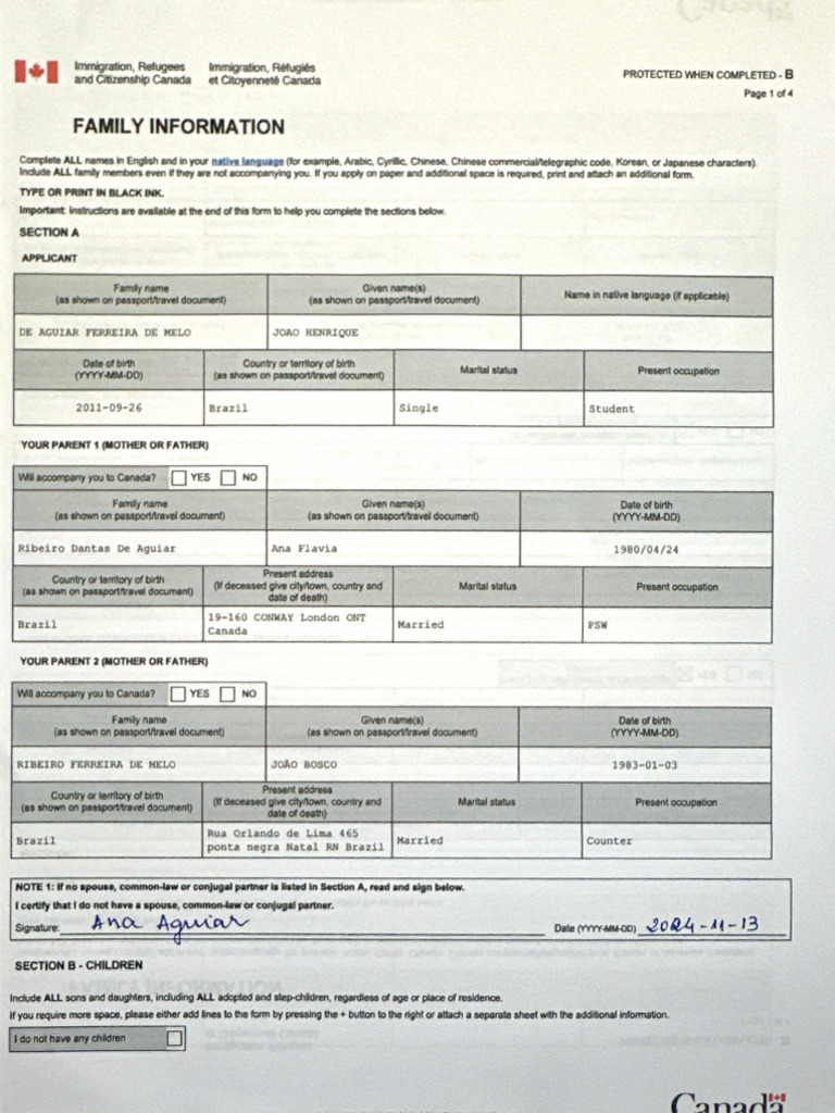 Family Information Son Form 5707e | PDF