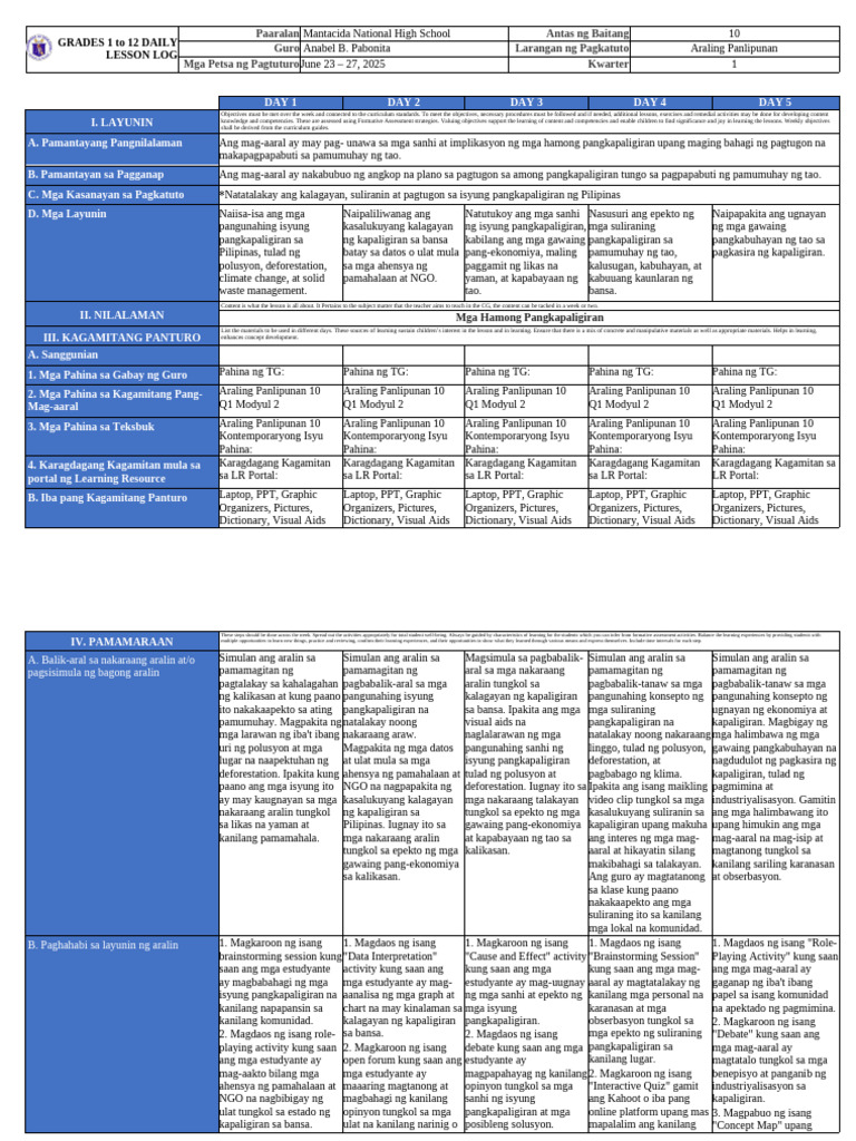 DLL - Arpan 10 q1 Week 2 | PDF