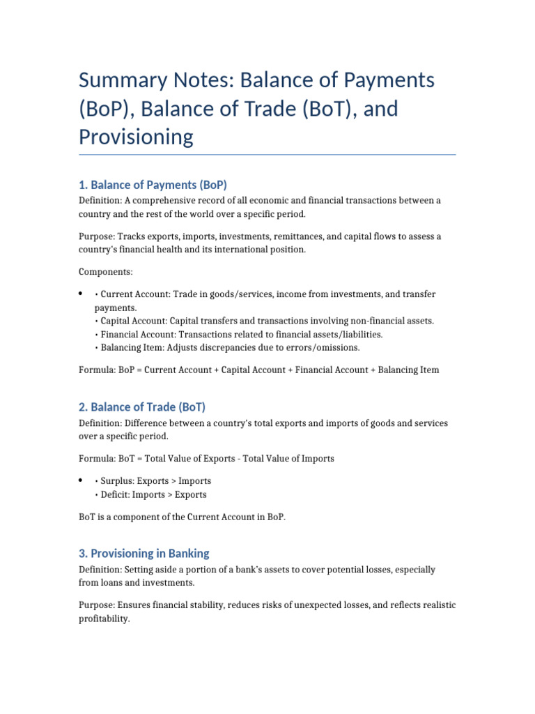 BoP BoT Provisioning Summary | PDF