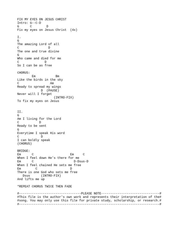 Fix My Eyes | PDF
