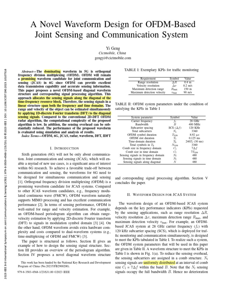 A Novel Waveform Design For OFDM-Based Joint Sensing and Communication ...