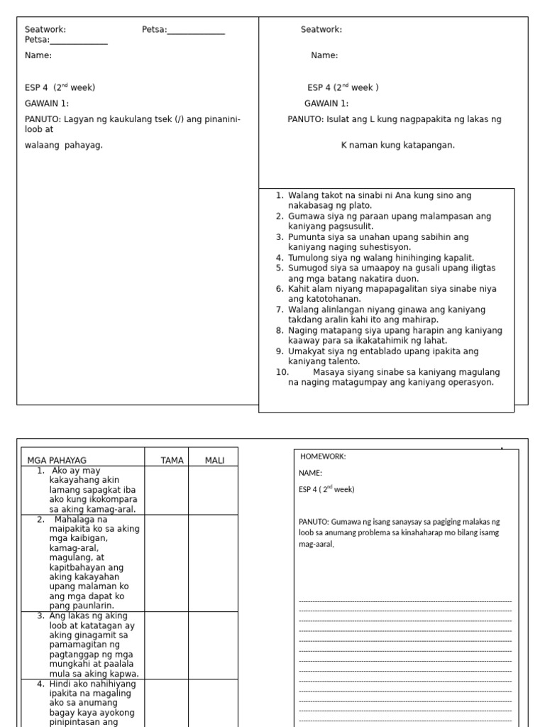 2nd Week Activities | PDF