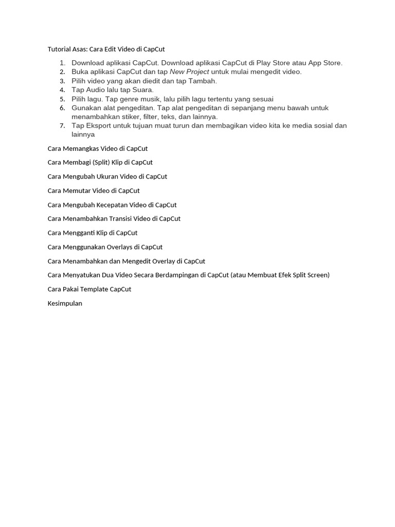 Tutorial Capcut | PDF