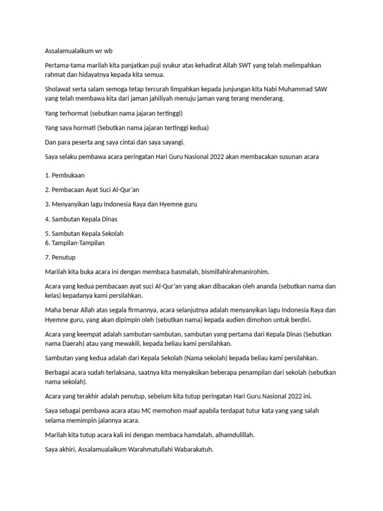 Teks MC Formal | PDF