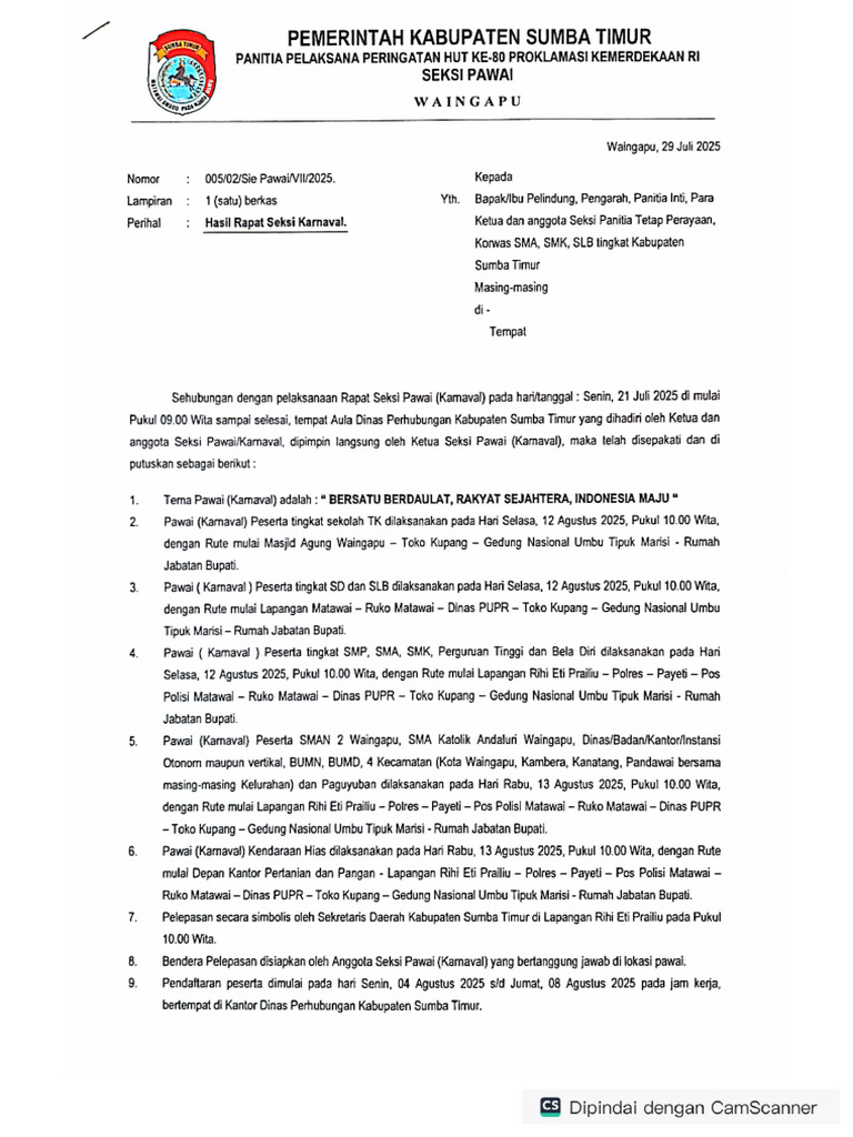 Hsil Rapat Sie Pawai-Karnaval | PDF