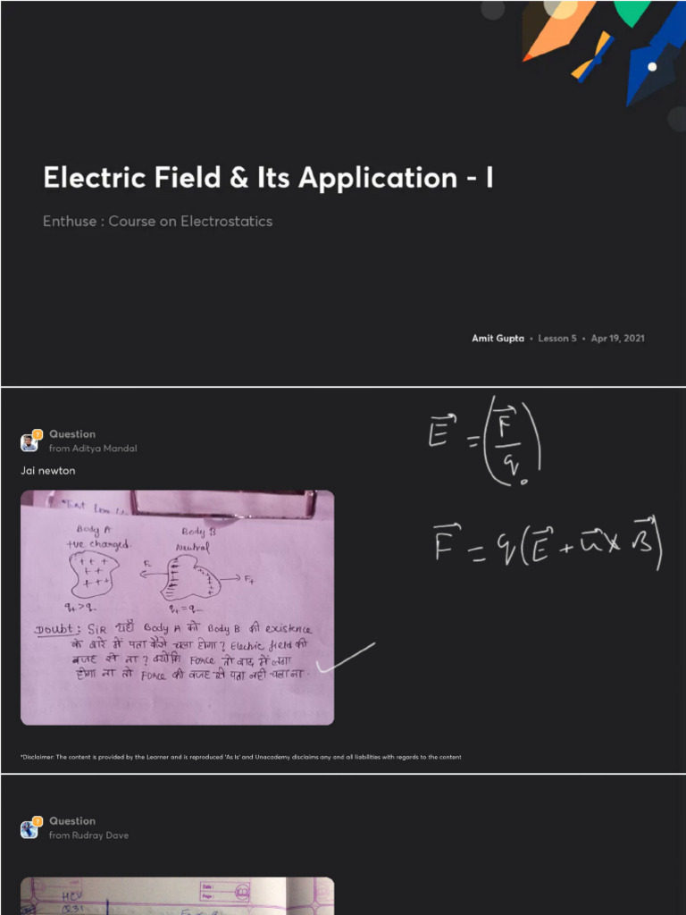 Electric Field Its Application I With Anno | PDF