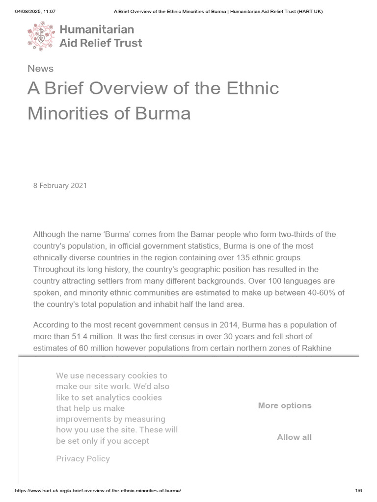 A Brief Overview of The Ethnic Minorities of Burma - Humanitarian Aid ...