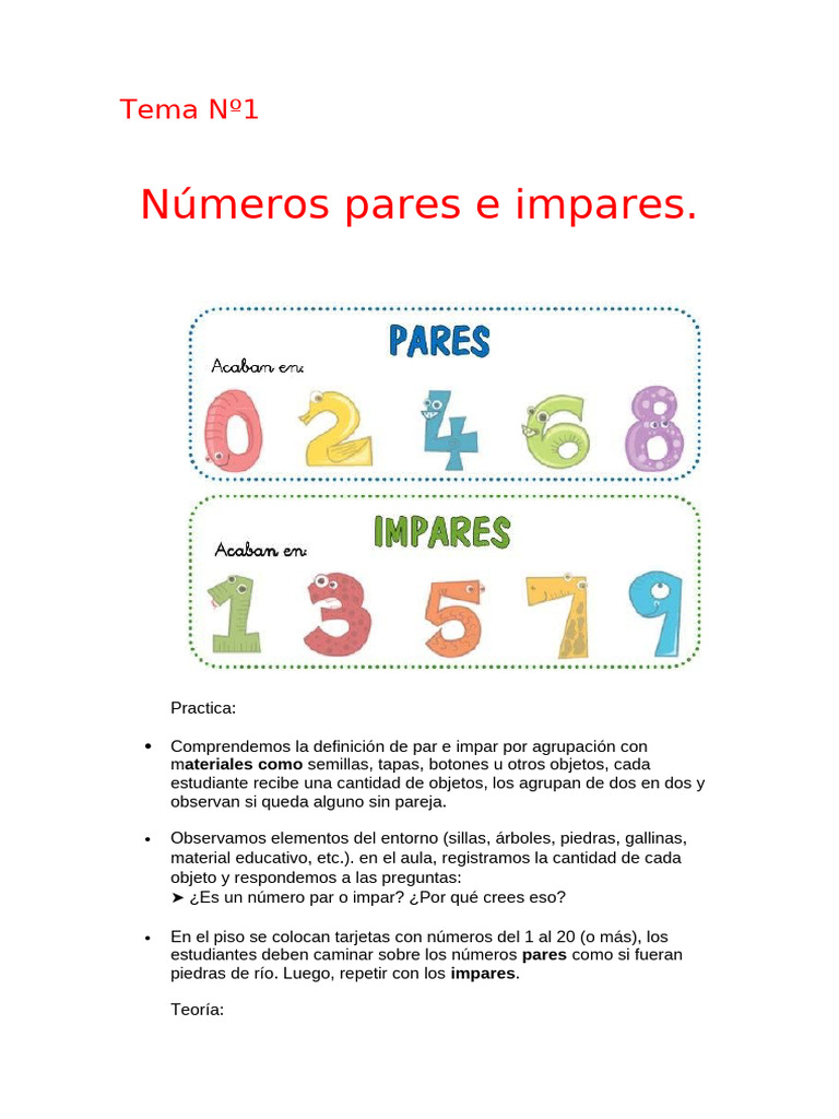 Números pares e impares | PDF