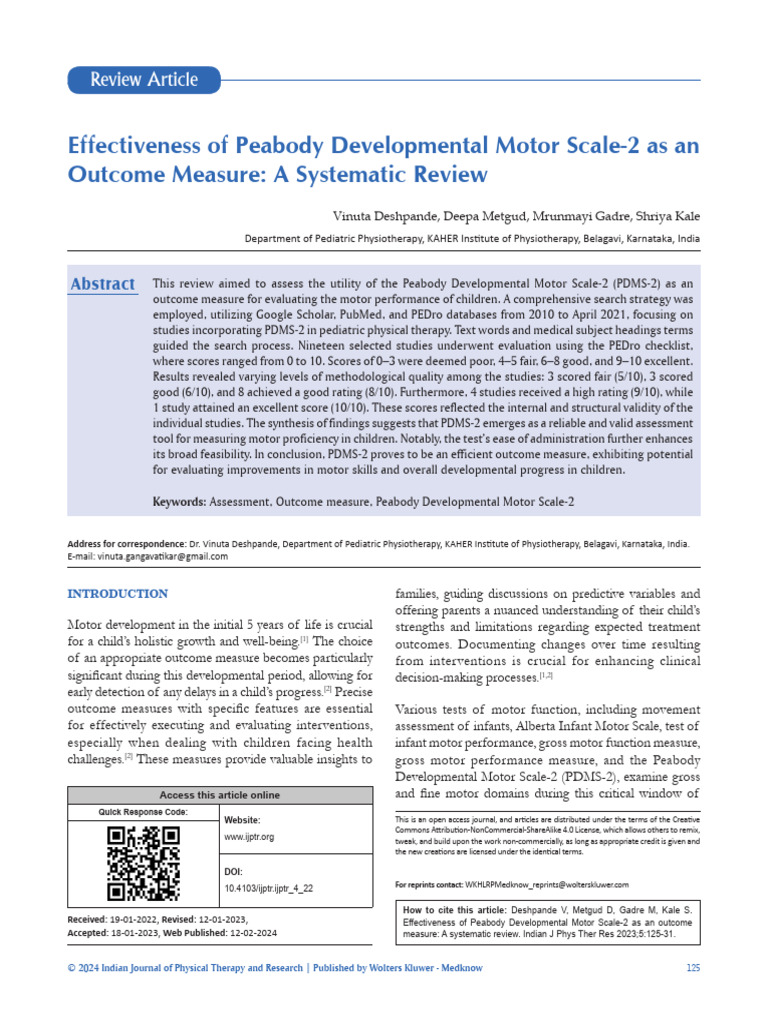 Effectiveness of Peabody Developmental Motor.4 | PDF | Randomized ...