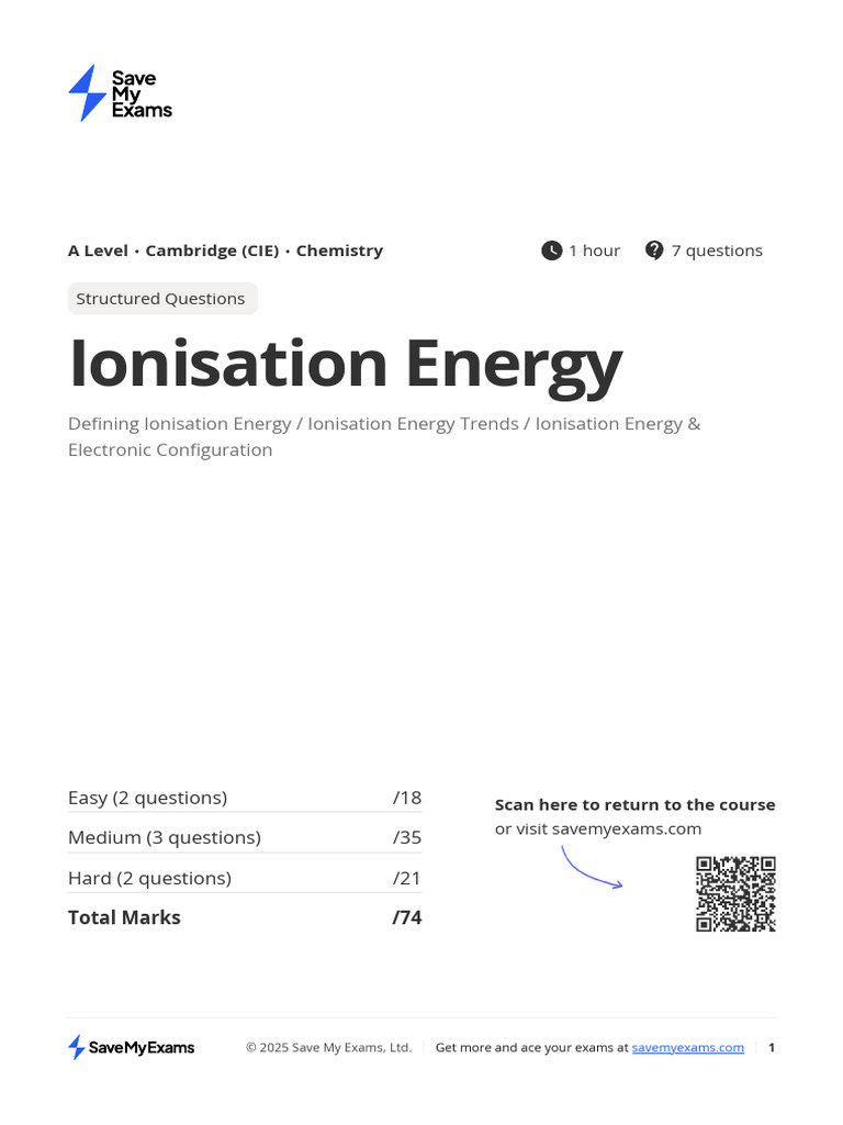 Second Ionisation Energy Explained | PDF | Electron Configuration | Atoms