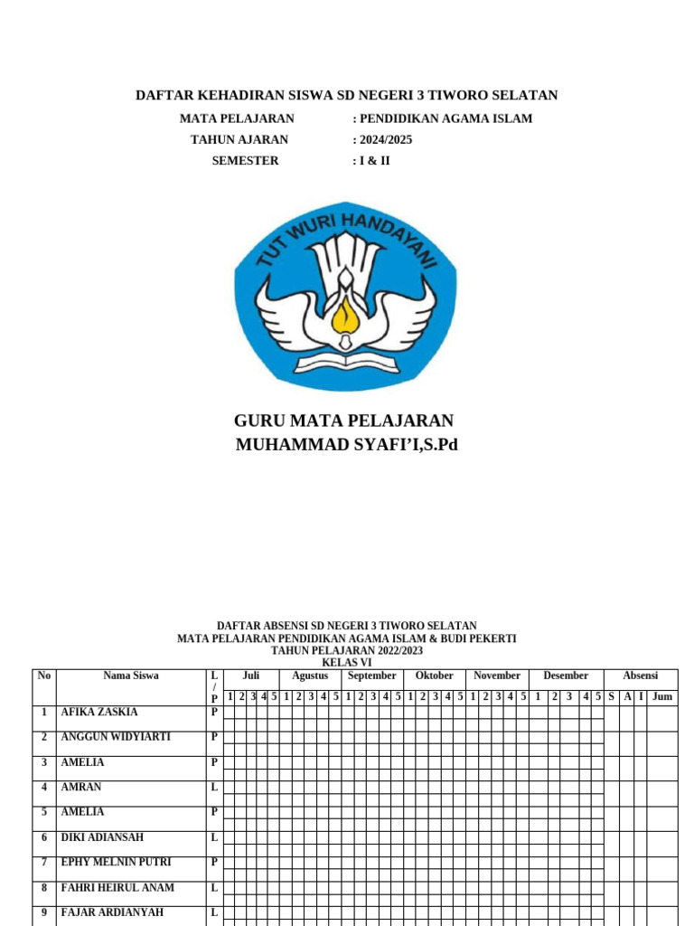Format Absen 2024 | PDF