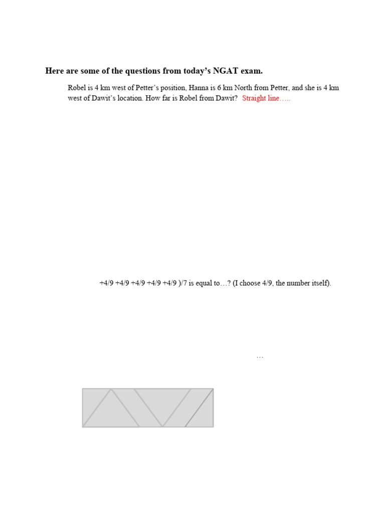 NGAT Exam Questions March21 2025 Dantek | PDF | Elementary Mathematics
