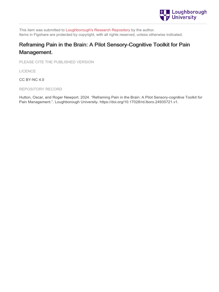Reframing Pain in The Brain Jan 24 | PDF | Illusion | Perception